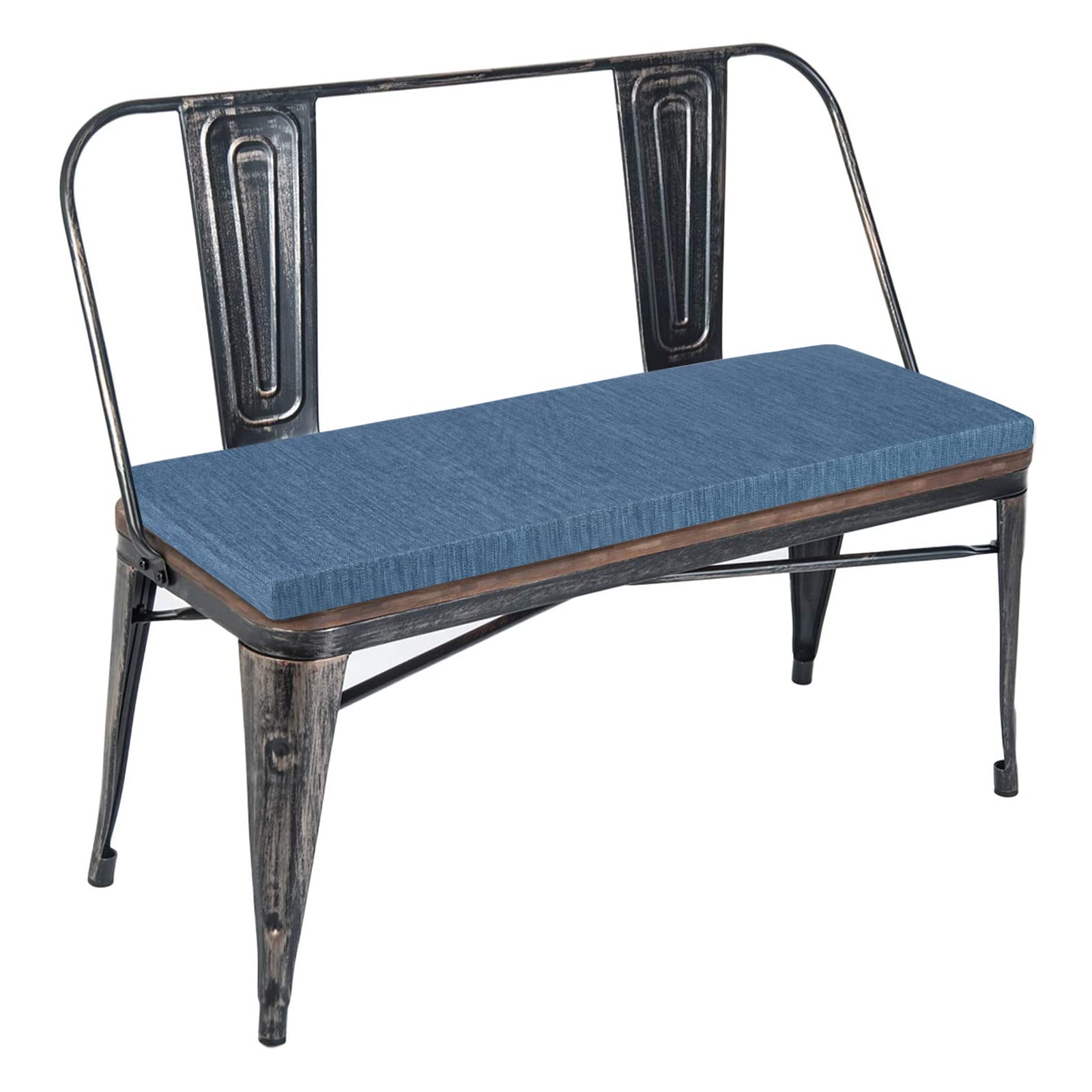 baibu 40 Inch Metal Bench Cushion with Ties, Non-Slip Rectangle Bench Seat Cushion Kitchen Bench Cushion with Machine Washable Cover - One Pad Only (Light Blue, 40x15x1.5in)