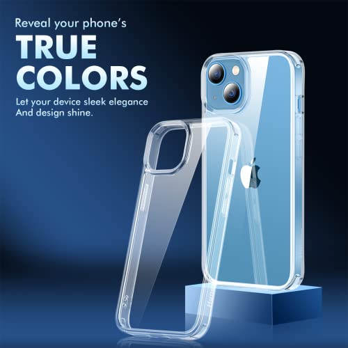Huness [4 in 1 Designed for iPhone 14 Case/iPhone 13 Case, with 3 Pack Tempered Glass Screen Protector [Non-Yellowing ] [Military Drop Protection] Shockproof Slim Fit 6.1 Inch, Clear
