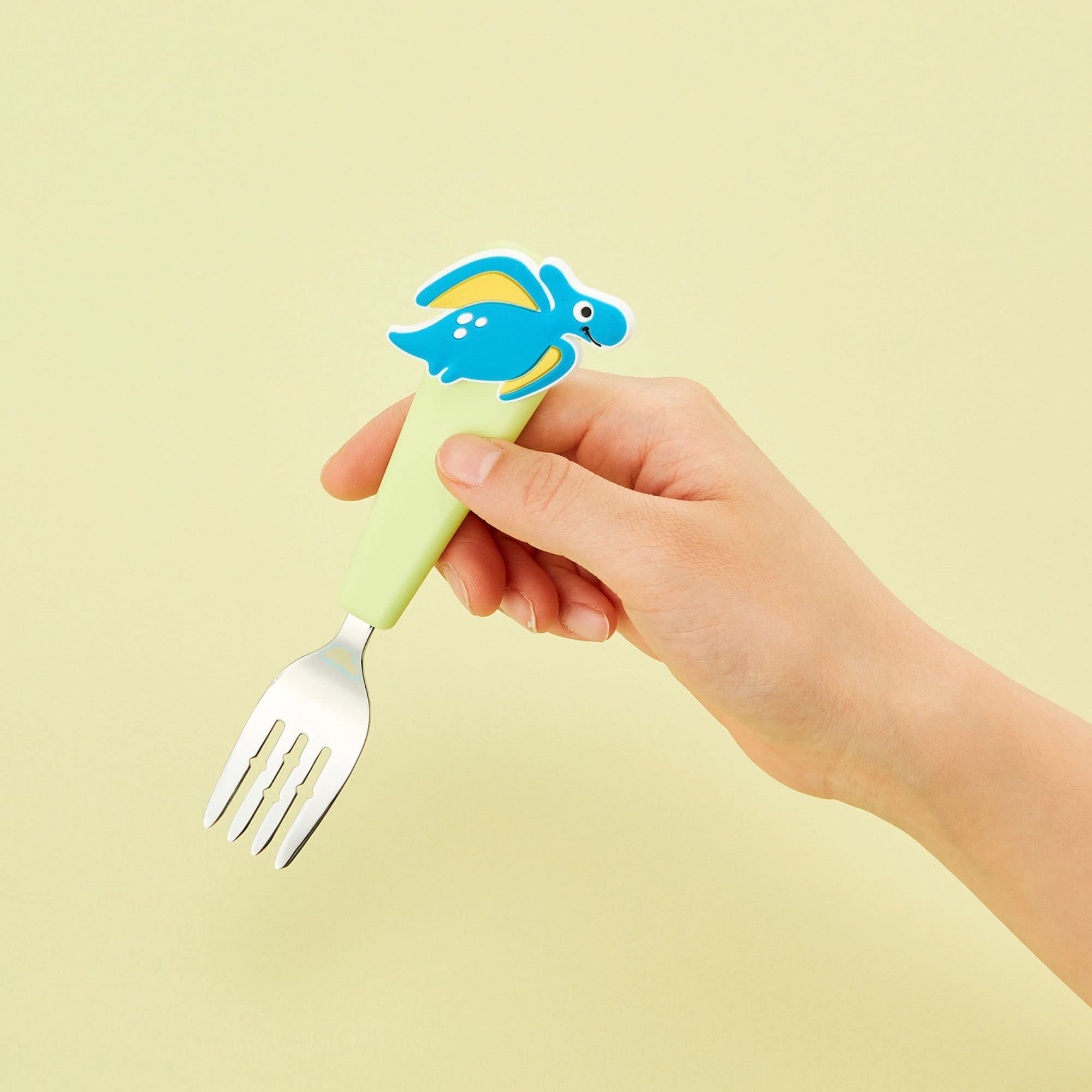 Flex&Lock Flexwarez Kids Utensil Set with Flexcharmz Silicone Charms Accessories - Easy to Decorate Spoon and Fork - Fun lunch for Toddler and Kids - Dinosaur World Theme/ 2 Pack/Pteranodon & Cactus