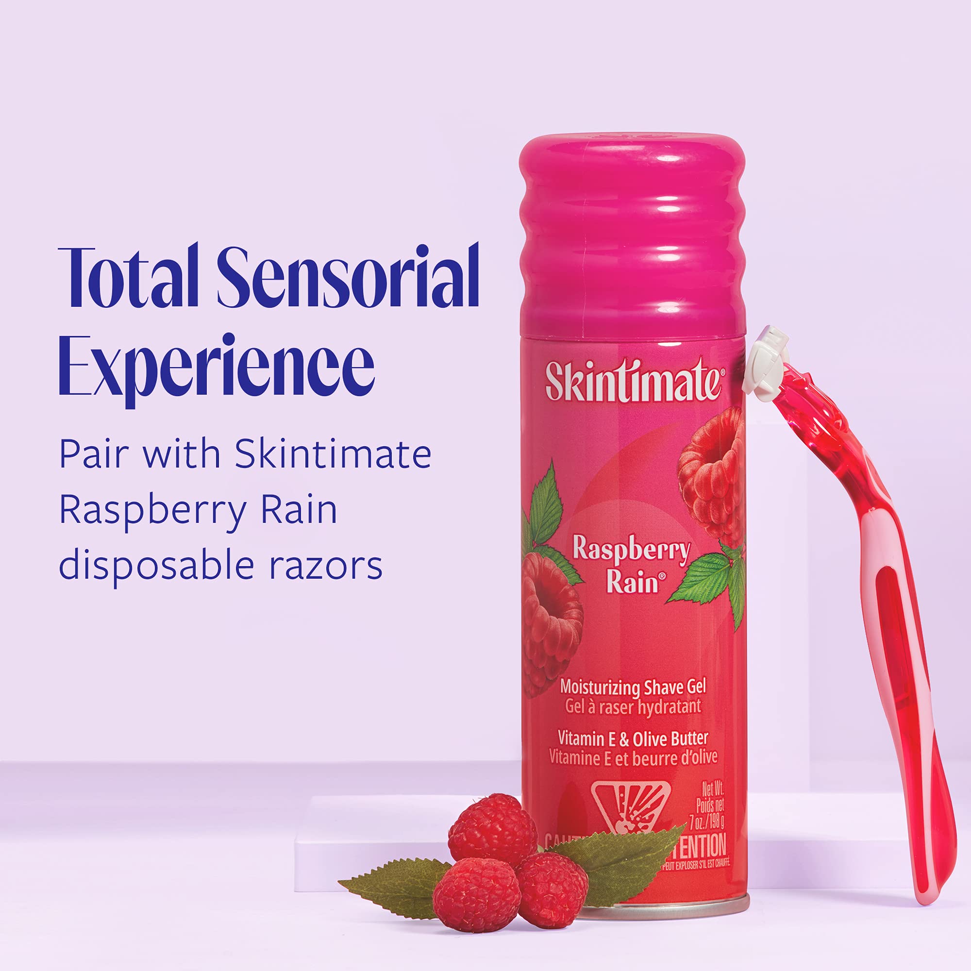 Skintimate PX-564 Signature Scents Moisturizing Shave Gel for Women, Raspberry Rain Scent with Vitamin E and Olive Butter - 7 Ounce , 2 Count (Pack of 1)