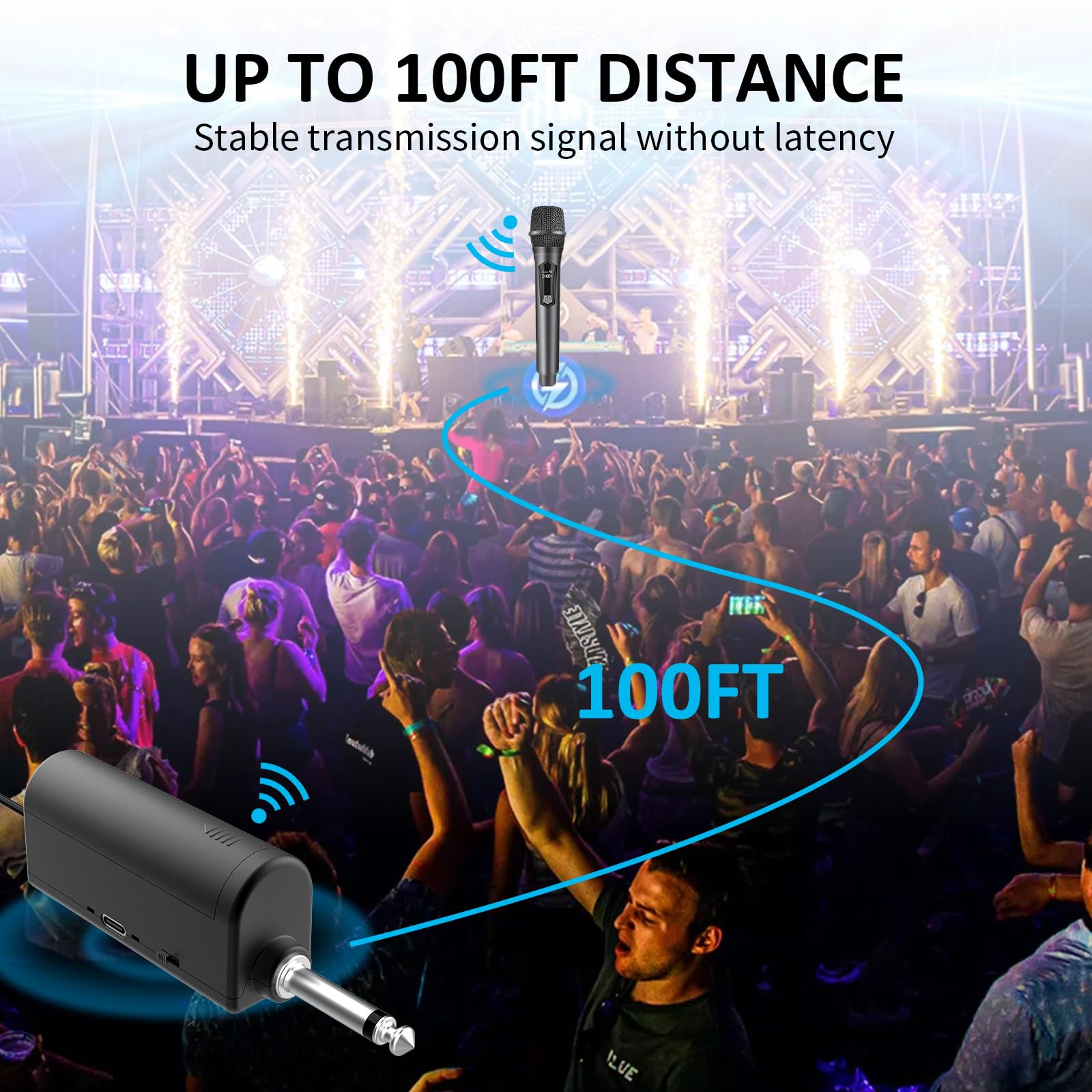 Aveek Wireless Microphones, Karaoke Dynamic Microphone for Speakers with Rechargeable Receiver(Work 6hs), for Singing, Party, Wedding, DJ, Speech (2 Packs)