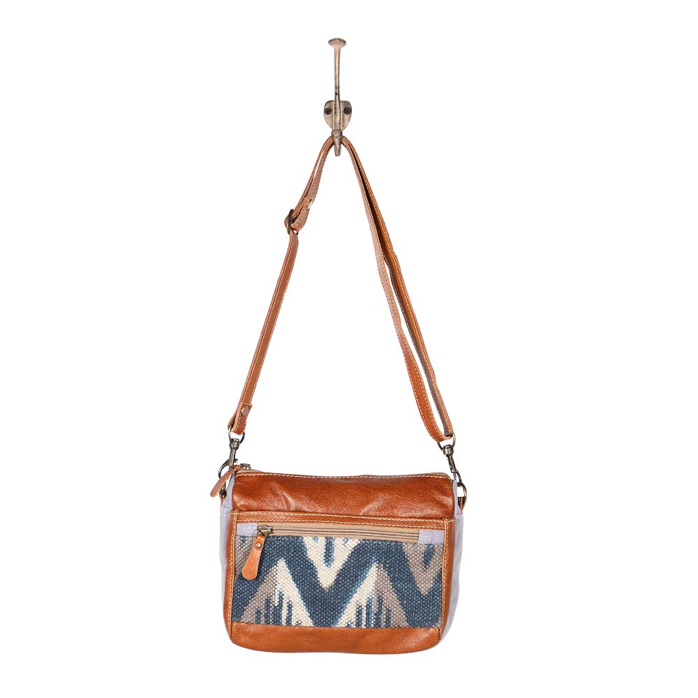Myra Bags Indigo Charm Canvas, leather & Rug Crossbody Bag S-1919