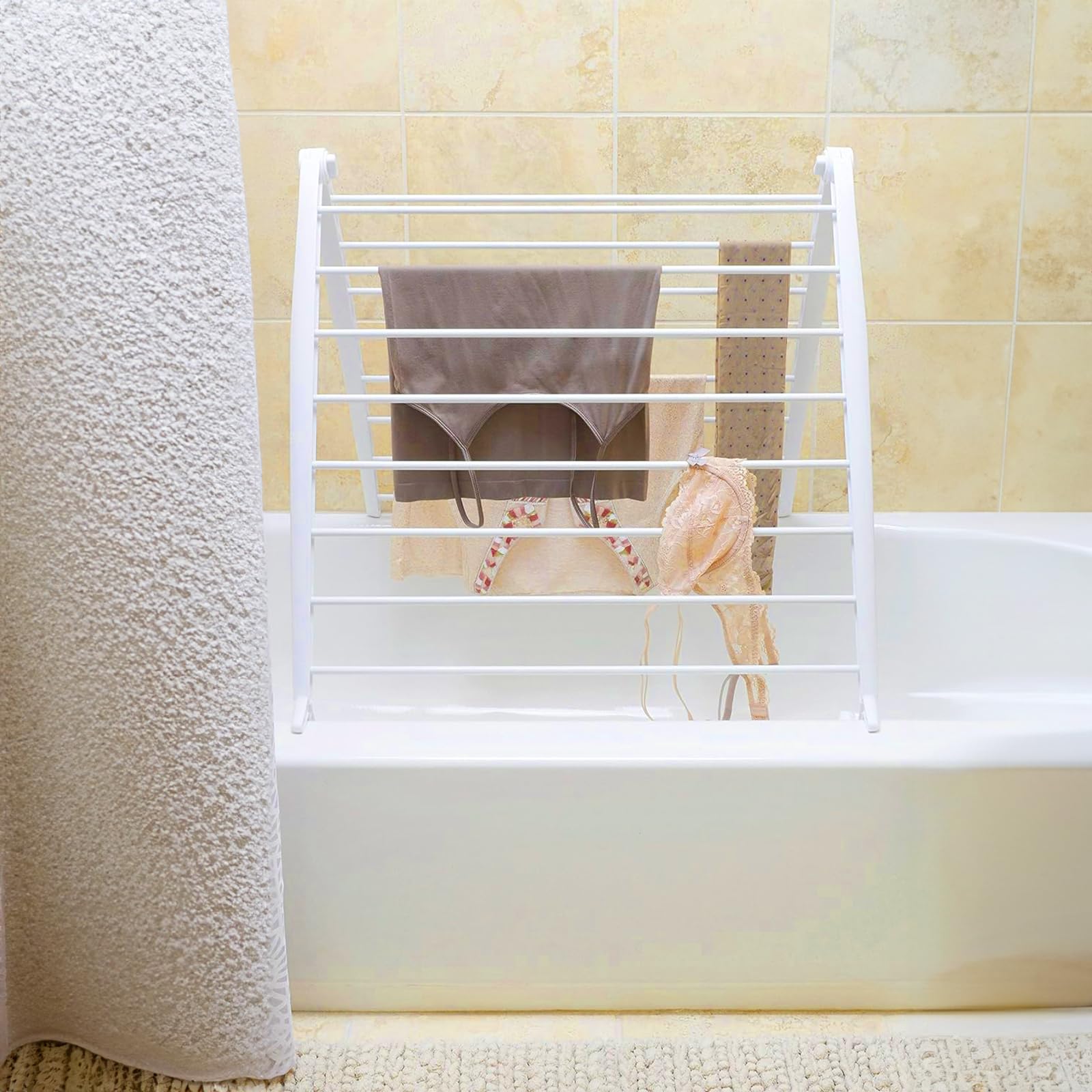Clothes Drying Rack Foldable,Drying Rack Clothing,Laundry Drying Rack,Pool Towel Rack Outdoor Space-Saving for Bathroom Balcony White