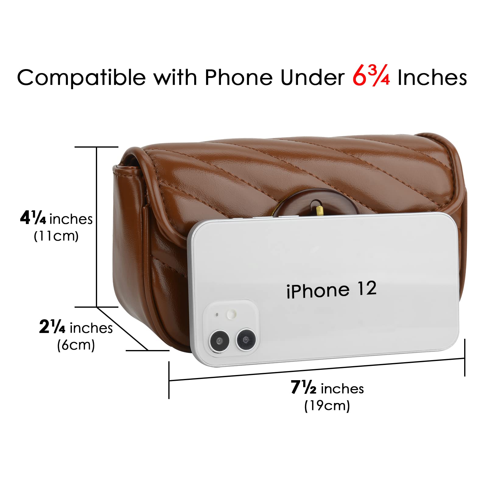 Linkidea Mini Quilted Crossbody Bag for Women, Lattice Brown Shoulder Small Purses, Vegan Leather Cute Cellphone Clutch Evening Handbags with Fashion Chain Strap