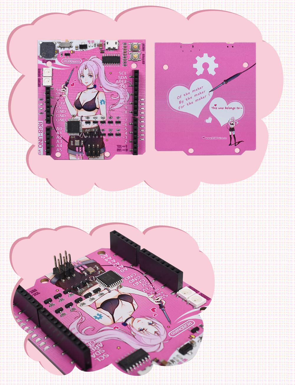 BIQU RGBDuino UNO V1.2 Jenny Development Board ATmega328P Chip CH340C VS Arduino UNO R3 Upgrade for Raspberry Pi 4 Raspberry Pi 3B