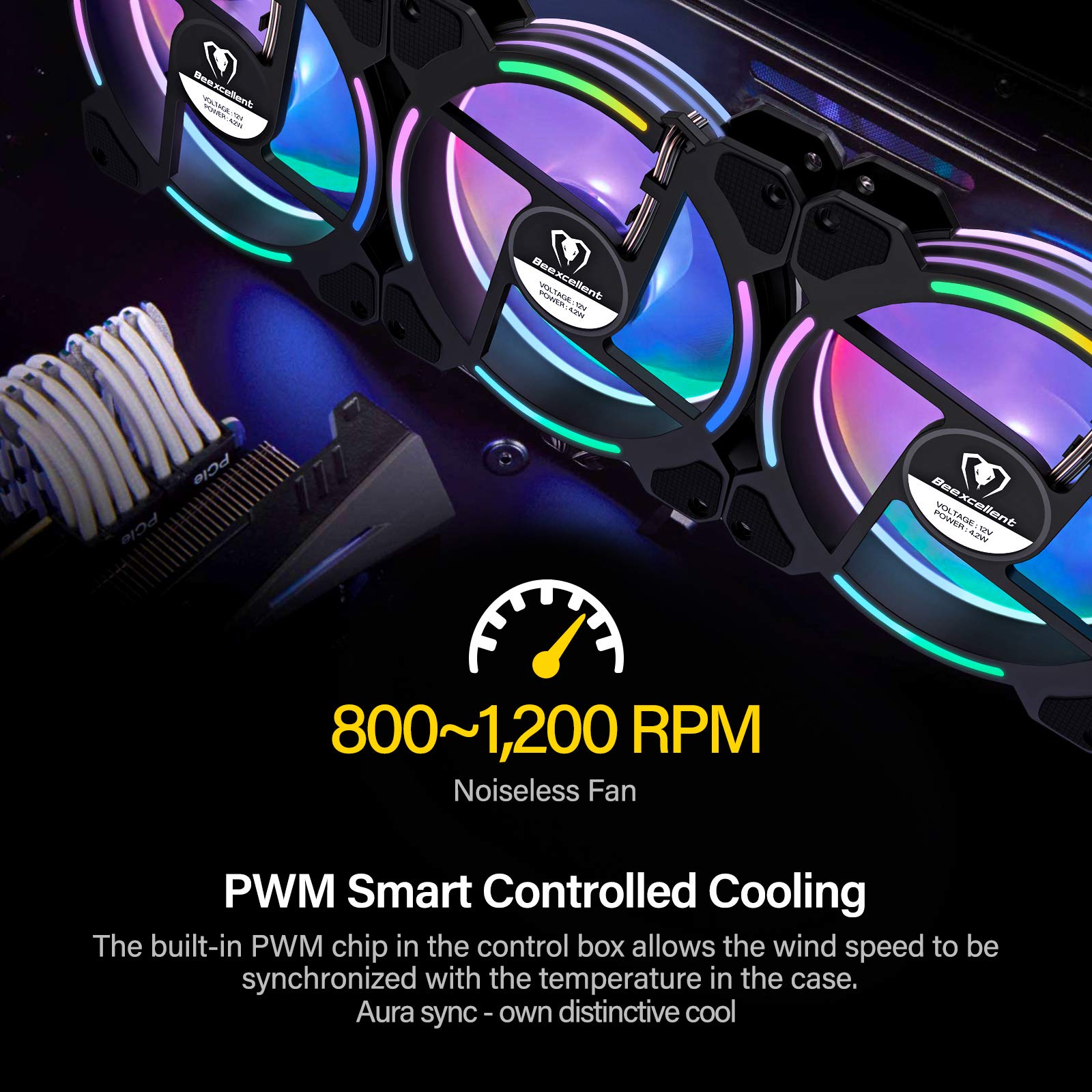Case Fan 3 Pack Magic Moon Series, High Performance Cooling PC Fans - RGB Case Fans with Hydraulic Bearing - Low Noise Computer Fans for PC Case…
