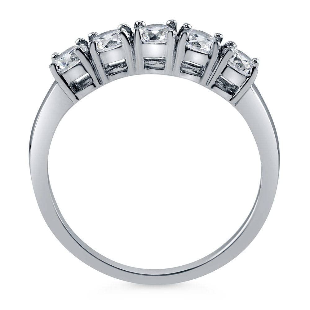 BERRICLE Sterling Silver 5-Stone Cubic Zirconia CZ Fashion Ring for Women, Rhodium Plated Size 6.5