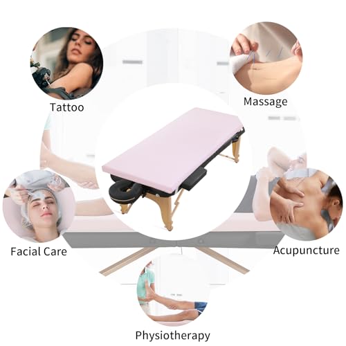 Extra Thick Memory Foam Massage Bed Mattress Topper with Removable Cover, Topper for Massage Table, Elastic Bands & Non-Slip Lash Bed Cushion Without Bed-for Beauty and Massage -73"x29"x2" Pink
