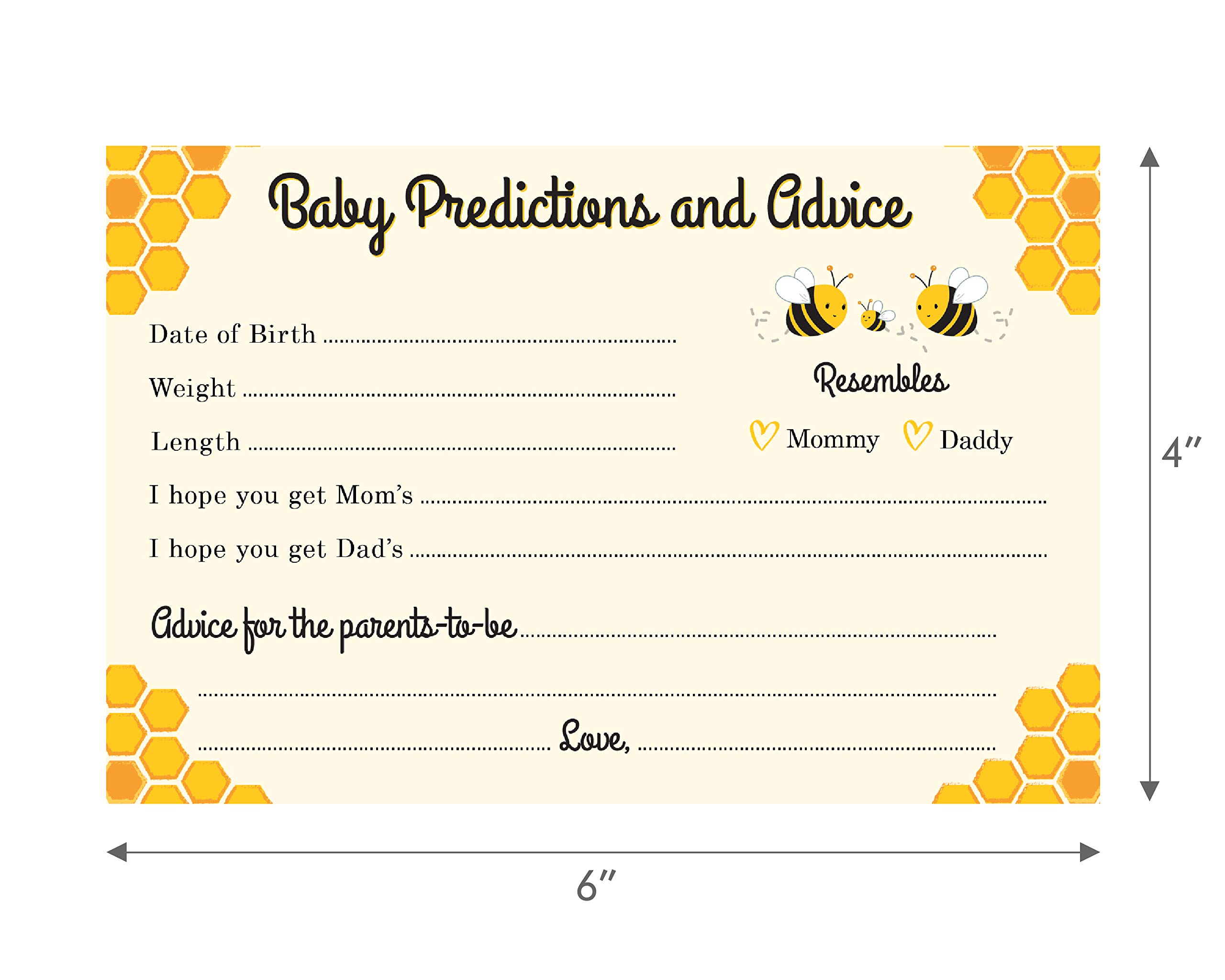 Bee Baby Predictions and Advice Cards - 24 count