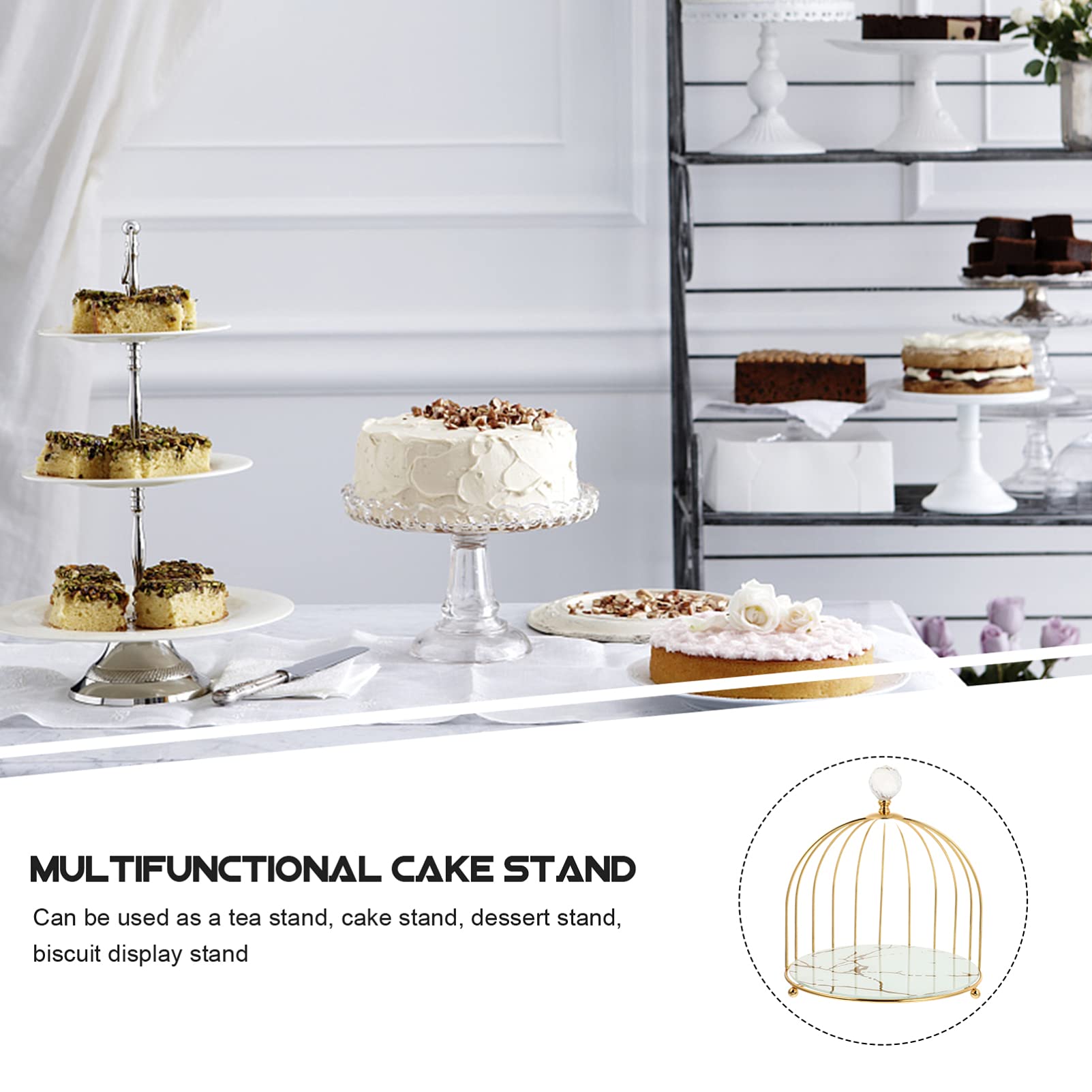 BESPORTBLE 1pc Cake Stand Cake Tower Stand Makeup Pallet Mini Muffin Tray Appetizer Cupcake Display Fruit Display Stand Flan Round Tray Party Dessert Holder Jewelry White Dressing Table Iron