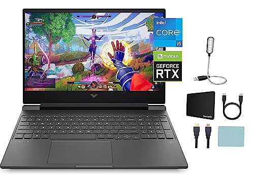 HP 15.6'' FHD Victus 15 Gaming Laptop, NVIDIA GeForce RTX 3050, 12th Gen Intel Core i5-12500H, 16GB RAM, 1TB M.2 PCIe SSD, Windows 11 Home, Backlit Keyboard, Enhanced Thermals + Accessories