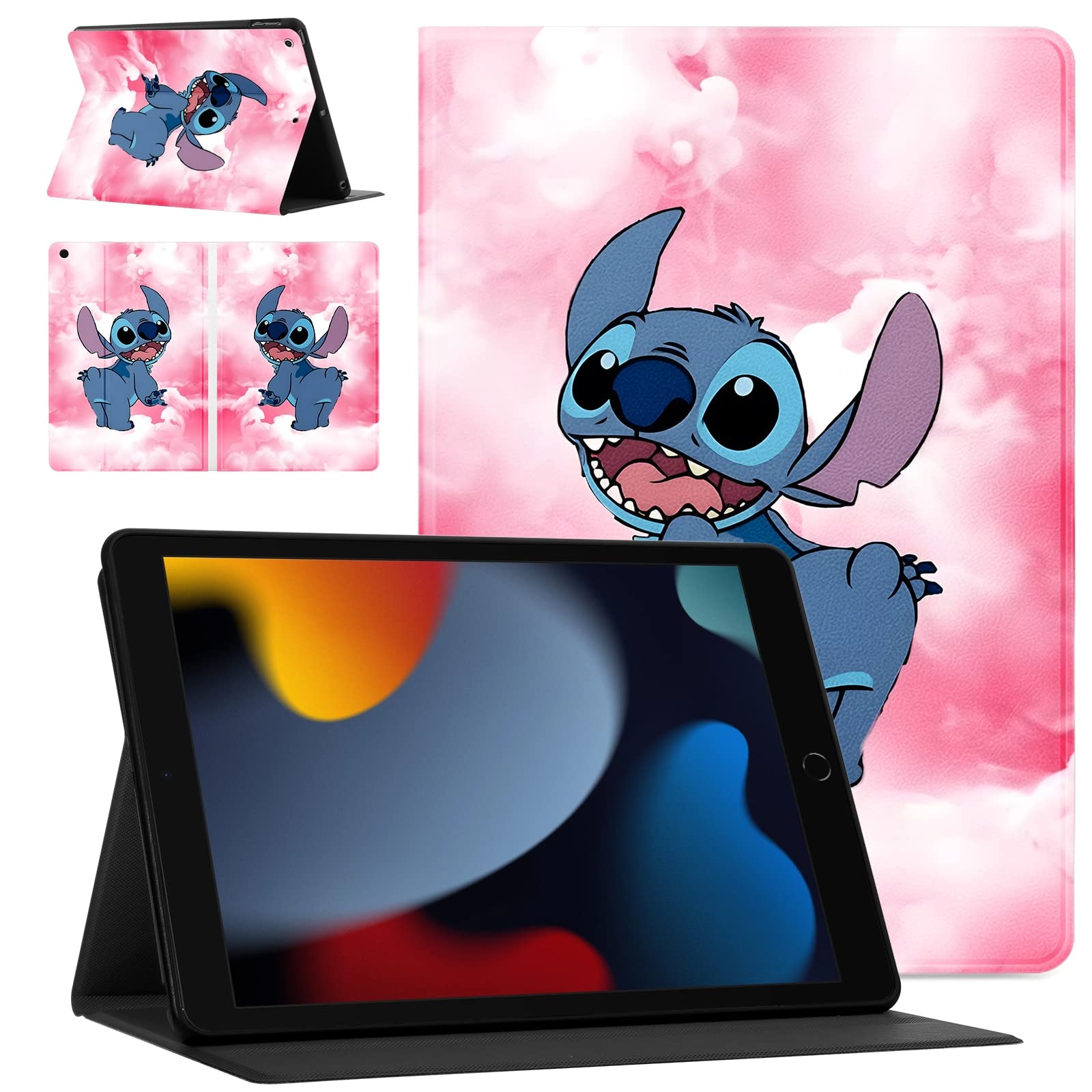 Case for iPad 9th Generation (2021) / 8th Generation (2020) / 7th Gen (2019) 10.2 Inch Anime Cartoon Cool Cute Kawaii Partten Folio Cover Cases for Teens Girls(Pink)