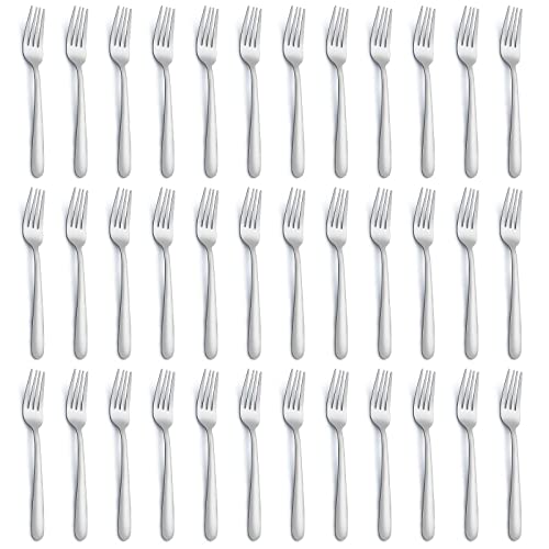 Gymdin 36 Pieces Salad Forks Set, 7 Inches Small Forks Silverware, Food Grade Stainless Steel Dessert Forks Set, Mirror Polished & Dishwasher Safe, Metal Forks Set Use for Tasting Cakes and Fruits