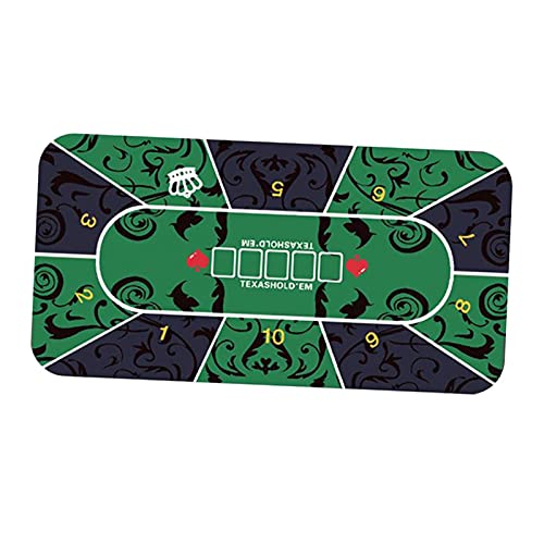 Craps and Roulette Table Felt Poker Tablecloth Non-Slip Poker Table Layout Portable Noise Reduce Card Playing Blackjack Tabletop Mat Rectangle 120x60cm Casino Pad Felt