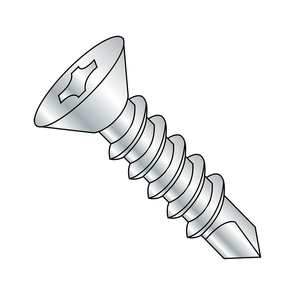 Small Parts 1072KPF Steel Self-Drilling Screw, Zinc Plated Finish, 82 Degree Flat Head, Phillips Drive, #3 Drill Point, #10-16 Thread Size, 4-1/2" Length (Pack of 10)