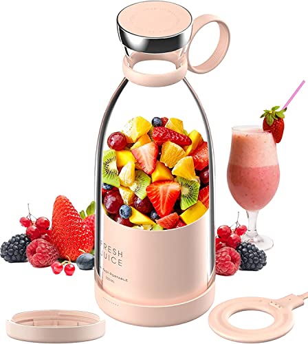 Suomi Personal Blender for Shakes and Smoothies with rechargeable USB blender cup, Portable Blender (Pink)