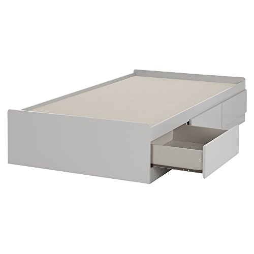 South Shore Mates Bed with 3 Drawers, Twin, Soft Gray