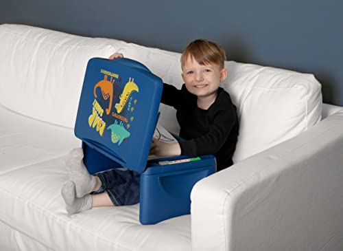 Baby Boom Funhouse Dinosaurs Kids Lap Desk with Storage - Folding Lid & Collapsible Design - Portable for Travel or use in Bed at Home - Great for Writing, Reading, Blue, 1 Count