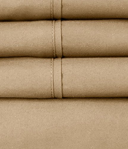 Twin XL Size Bed Sheets - 4 Piece 1500 Supreme Collection Fine Brushed Microfiber Deep Pocket Twin X-Large Sheet Set Bedding - 1 EXTRA PILLOW CASES, GREAT VALUE, Twin XL, Taupe