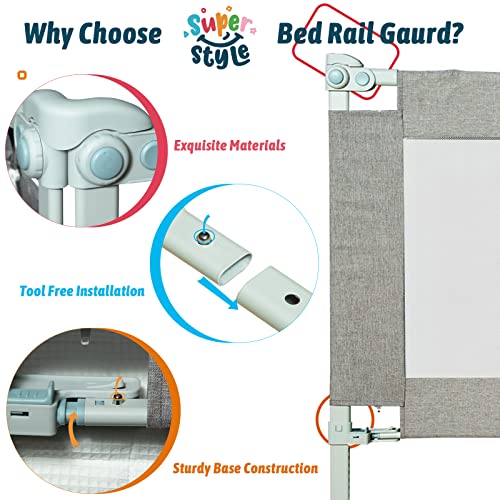 SuperStyle Bed Rail for Toddlers, Upgrade Extra Long Bed Rail Guard, Safety Bed Fence Protector Rail with Soft Breathable Fabric, fit Twin, Full, Queen, King Size Mattress (70 Inch)