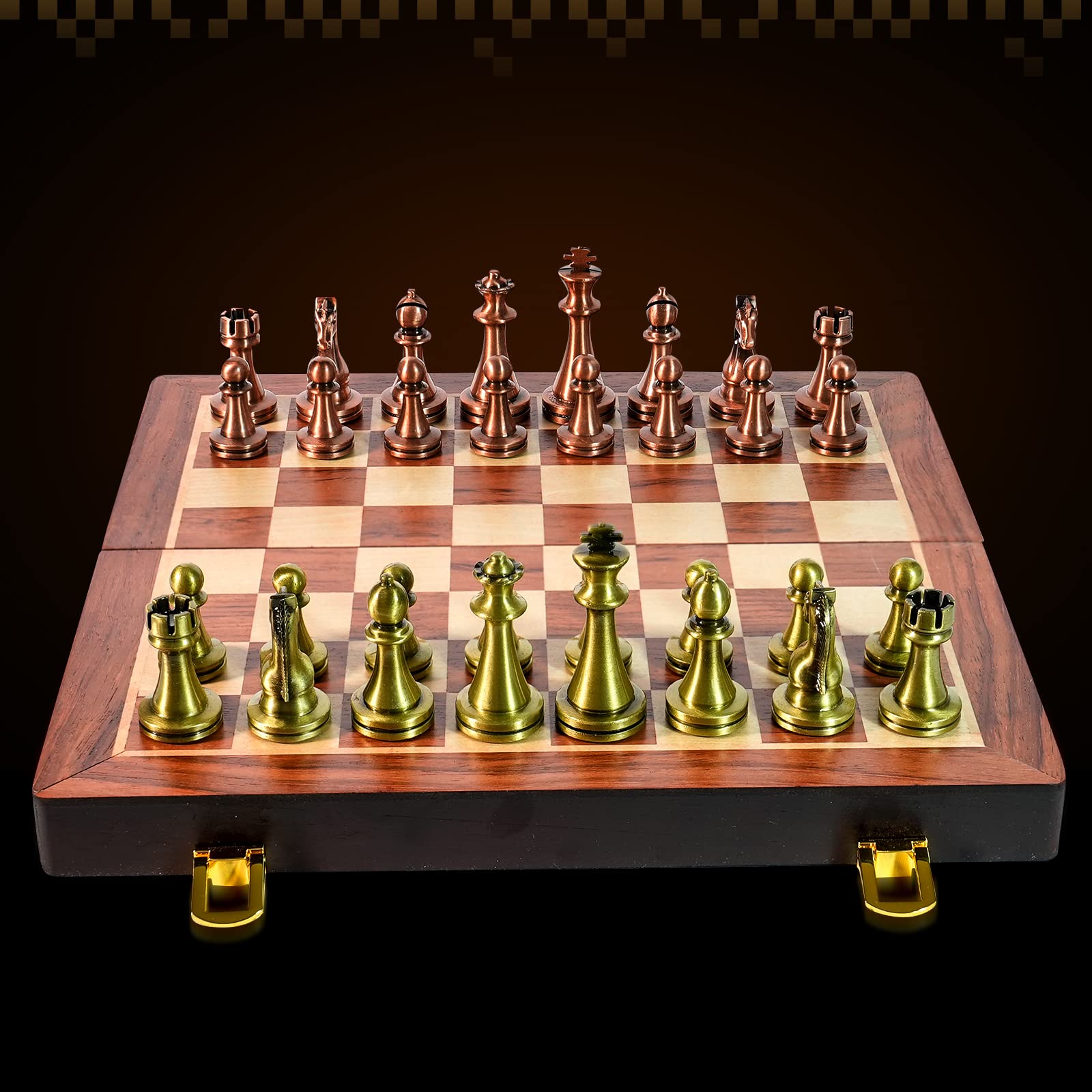 LuckyWish Staunton Weighted Metal Chess Pieces Chessmen with 2.6 Inch King Felted 2 Extra Queens Chess Pieces Only, No Board