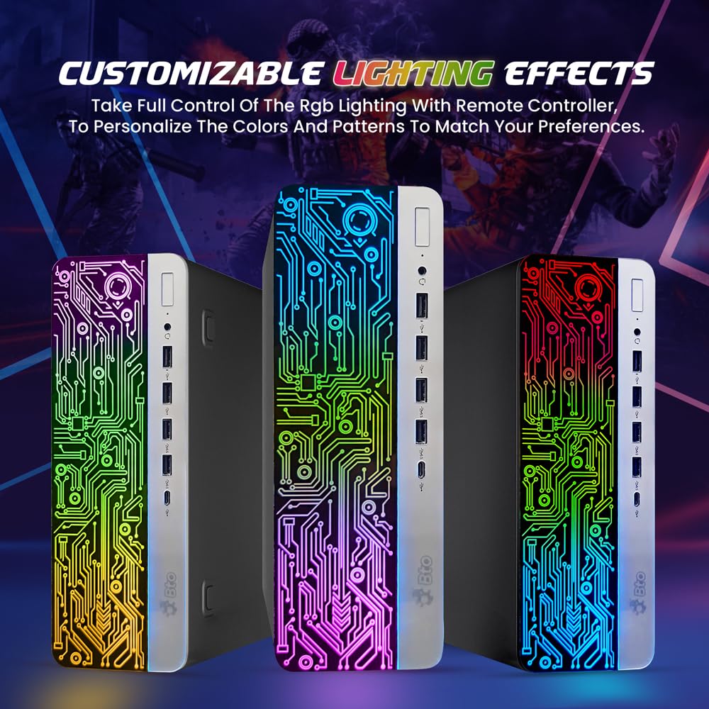 BTO RGB Prebuilt Gaming PC Desktop - Intel Core i5 7th Gen, 32GB DDR4 Ram, 1TB SSD, AMD Radeon RX - 550 4GB GDDR5 Graphics Card, Windows 10 Pro, Computer Tower for PC Gaming, HDMI, DP (Renewed)