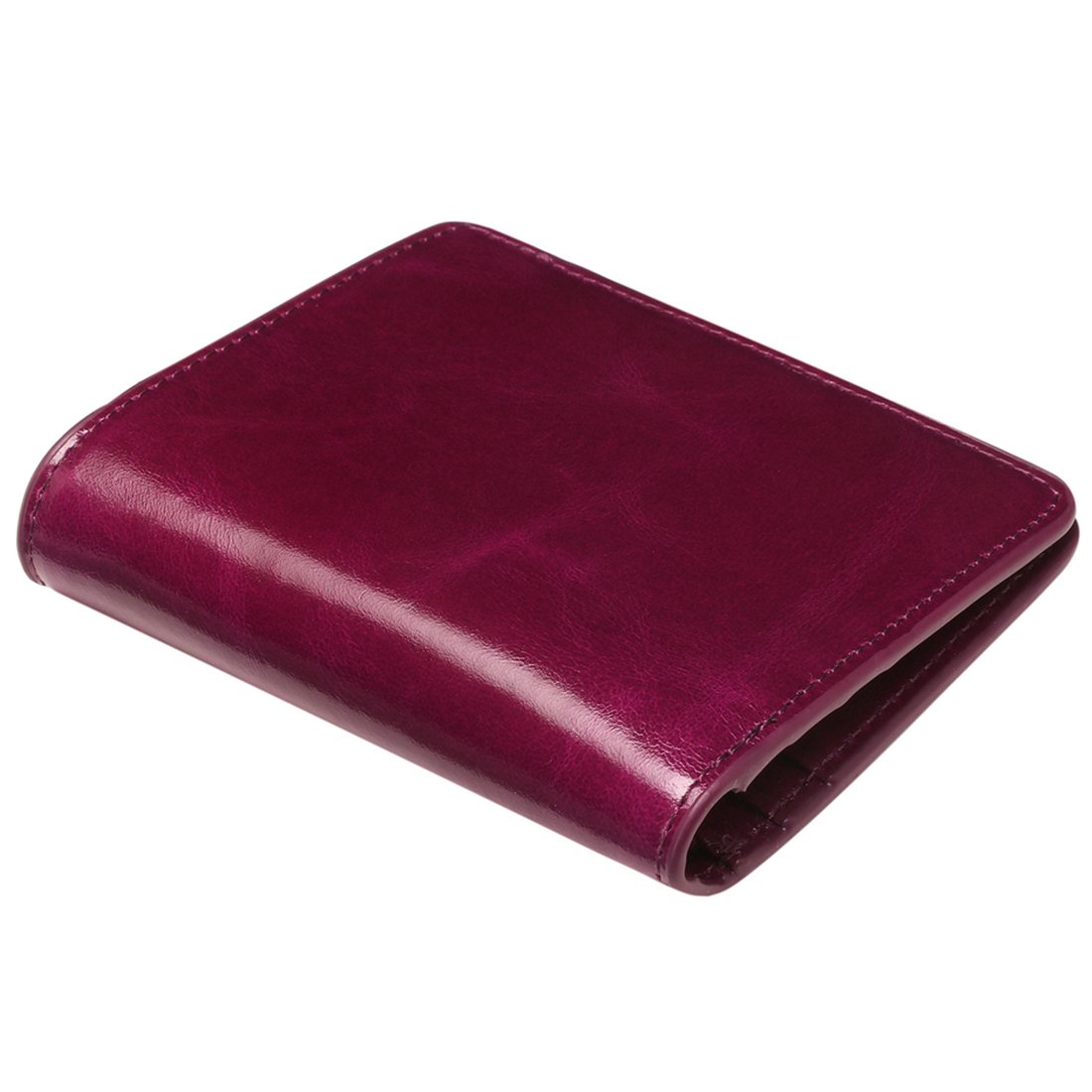 Itslife Women's Rfid Blocking Small Compact Bifold Leather Pocket Wallet Ladies Mini Purse with id Window (Waxed Fuchsia)