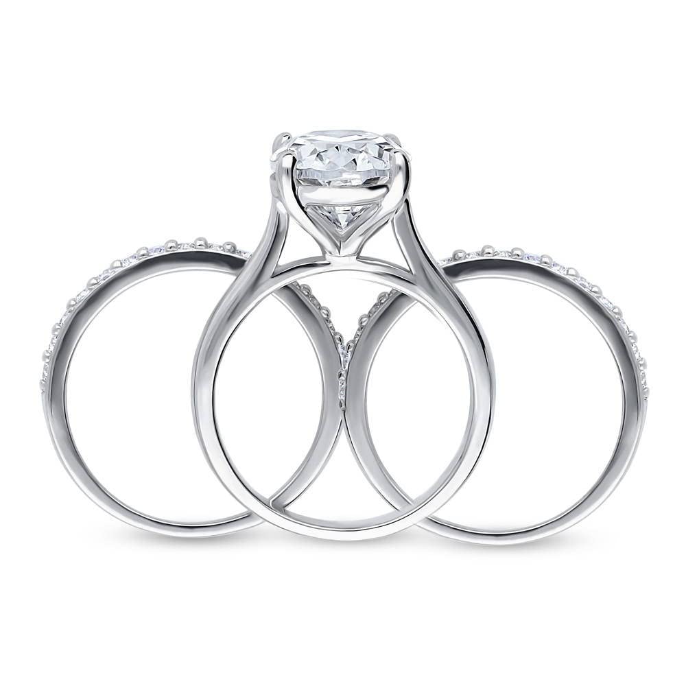 BERRICLE Sterling Silver Solitaire Wedding Engagement Rings 5.5 Carat Oval Cut Cubic Zirconia CZ Ring Set for Women, Rhodium Plated Size 7.5