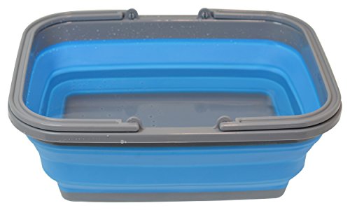 Southern Homewares Collapsible Silicone Market Shopping Basket Tote with Handles, Blue - SH-10187