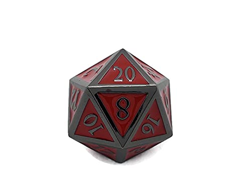 Red Metal D20 F*** Dice Critical Fail F 20 Sided Die Set DND Black Red Gunmetal Color Number for Role Playing Game Dungeons and Dragons D&D Pathfinder Shadowrun and Math Teaching