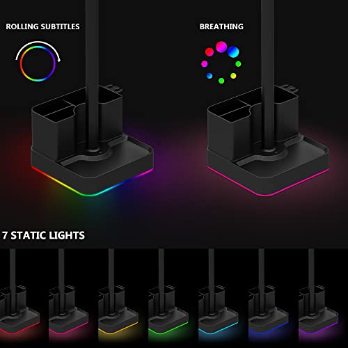LED Cell Phone Stand for Desk with Pen Holder, Apple Watch Charger 2 in 1 KAFRI Desktop Tablet Holder Dock with 2 USB Charging Ports, Compatible with iWatch Series 6/5/4/3/2/1, iPhone 12 pro/X/X Max/8