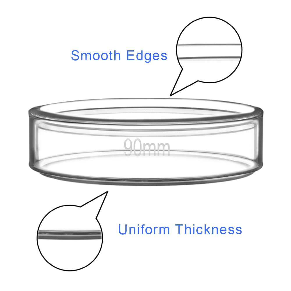 Autoclavable Borosilicate Glass Autoclavable Petri Culture Dishes 90x20mm with Clear Lid for Laboratory(10-Pack)