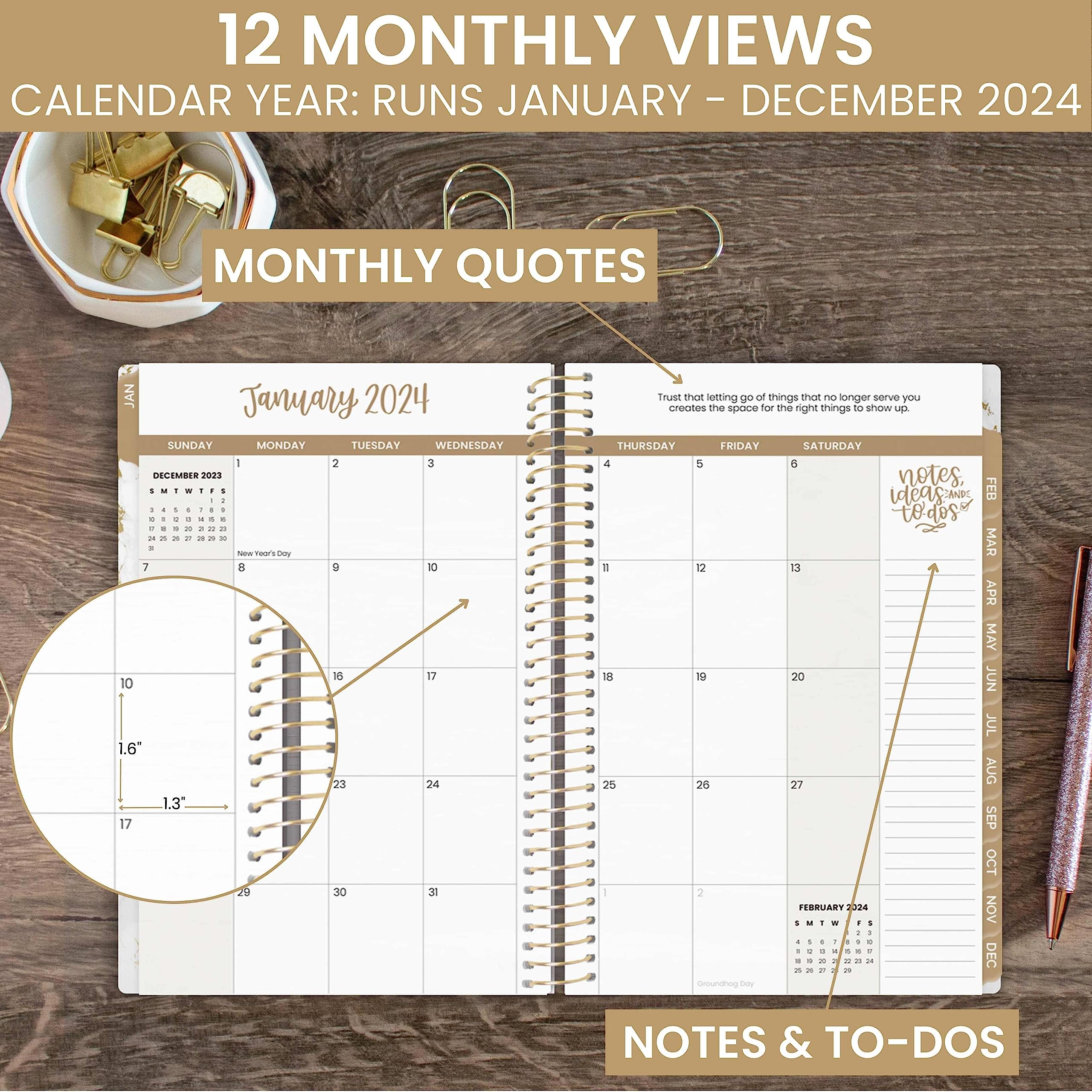 bloom daily planners 2024 Calendar Year Day Planner (January 2024 - December 2024) - 5.5β x 8.25β - Weekly/Monthly Agenda Organizer Book with Stickers & Bookmark - Marble