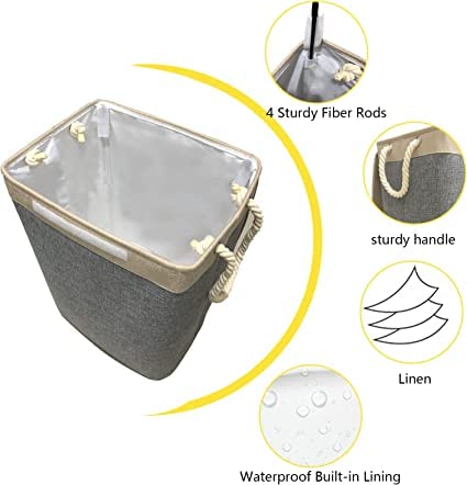 Laundry Basket with Lid & Inner Liner Bag Collapsible Stand Large Hamper for Bedroom Bathroom Dorm, Toys Clothing Organization 76L (Grey)