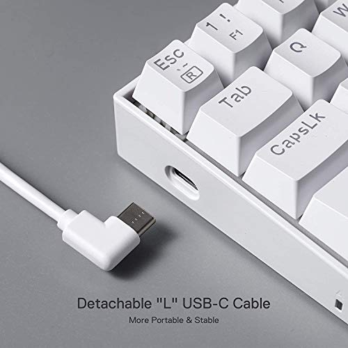 Redragon K630 Dragonborn 60% Wired RGB Gaming Keyboard, 61 Keys Compact Mechanical Keyboard with Tactile Blue Switch, Pro Driver Support, White