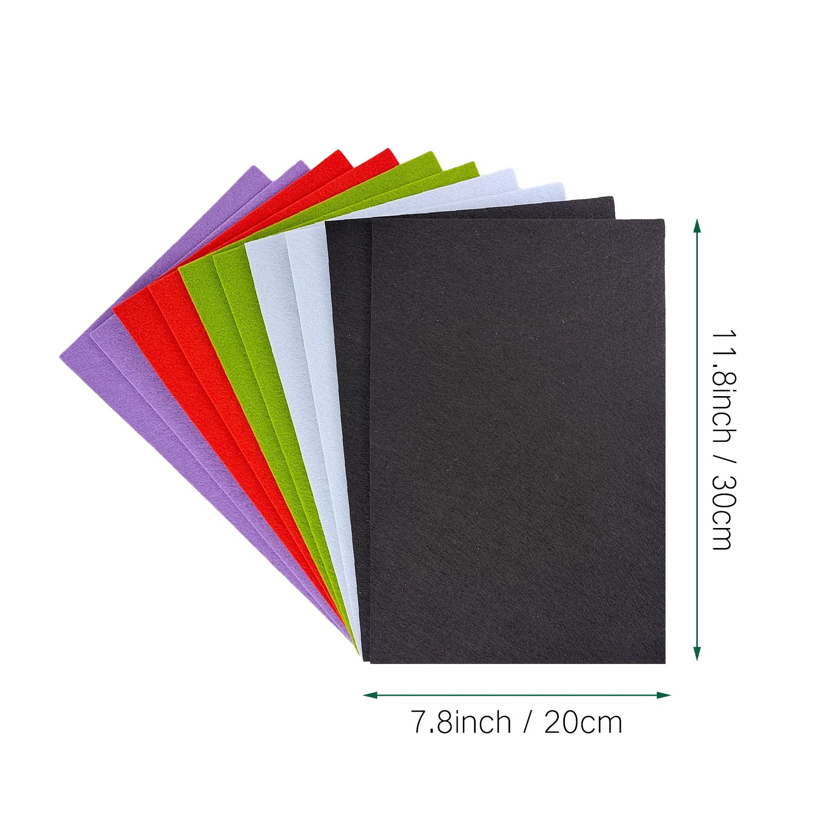 Jtnohx Felt, 3mm Thick Felt Sheets, 8"x12" Felt Fabric for Crafts, 10 Pcs Hard Stiff Felt for Sewing Holiday & DIY(Halloween Colors Series)
