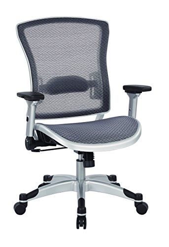 Space Seating 317 Series Executive Light Air Grid Office Chair with Breathable Mesh Back, Lumbar Support, 2-to-1 Synchro Tilt Control and Adjustable Tension, Platinum Finish