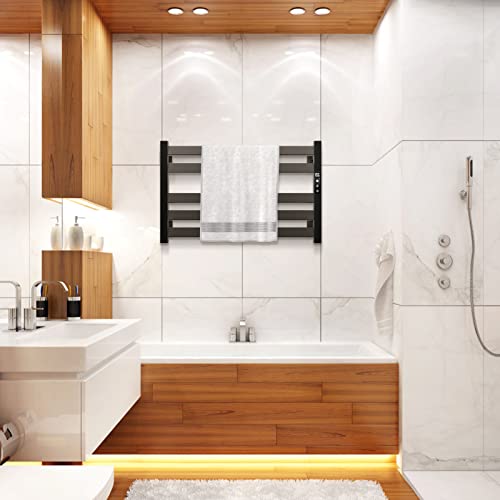 Colliford Towel Warmer, Towel Heater Rack for Bathroom, Electric Towel Dryer Wall-Mounted Plug-in Bath Heater, 201 Stainless Steel Hot Towel Rack with Timer and Smart Temperature Control (5-Bar)
