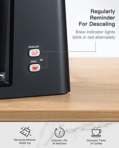 Tastyle Single Serve Coffee Maker for K Cup & Ground Coffee, Regular and Bold Brew Options, Small Coffee Machine Single Cup with Descaling Reminder, Fits Travel Mug, 6 to 14 Oz Brew Size, Black