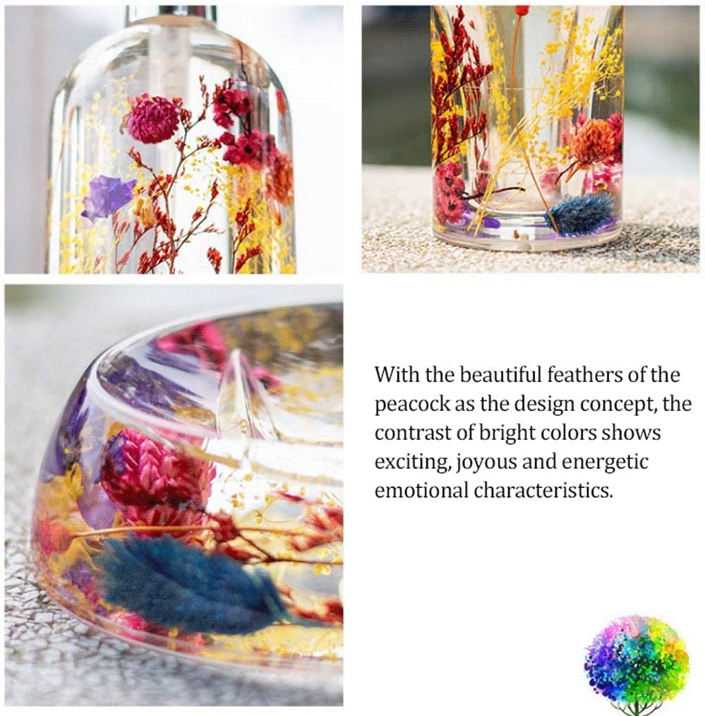 Bottles Acrylic Soap Dispenser Lotion Dispenser with Natural Peacock Flowers Clear PumpBottle for Bathroom Counter Holder (Color : Large Soap Dispenser)