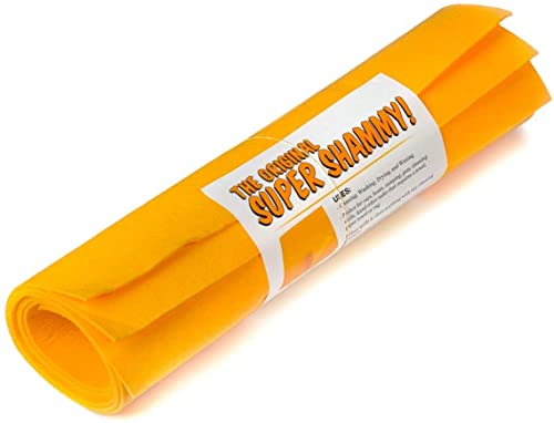 Super Shammy Cloth. The Newest Original German Shammy - Commercial Grade Drying Chamois. 7 Orange Large