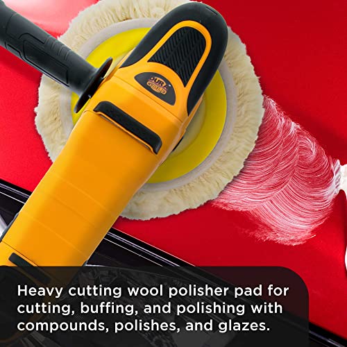 TCP Global -(Pack of 3) - 8" 100% Wool Hook & Loop Grip Buffing Pad for Compound Cutting & Polishing for Automotive, Marine and Epoxies