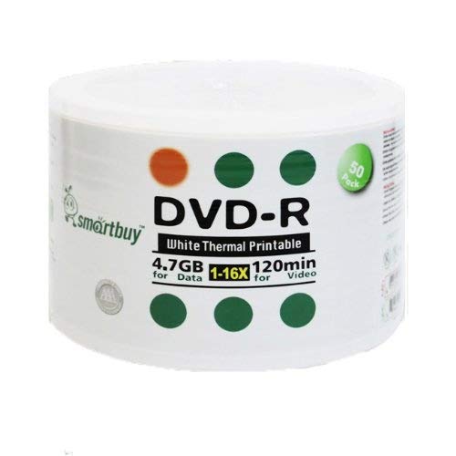 Smart Buy 300 Pack DVD-R 4.7gb 16x Thermal Printable White Blank Data Video Record Disc, 300 Disc 300pk