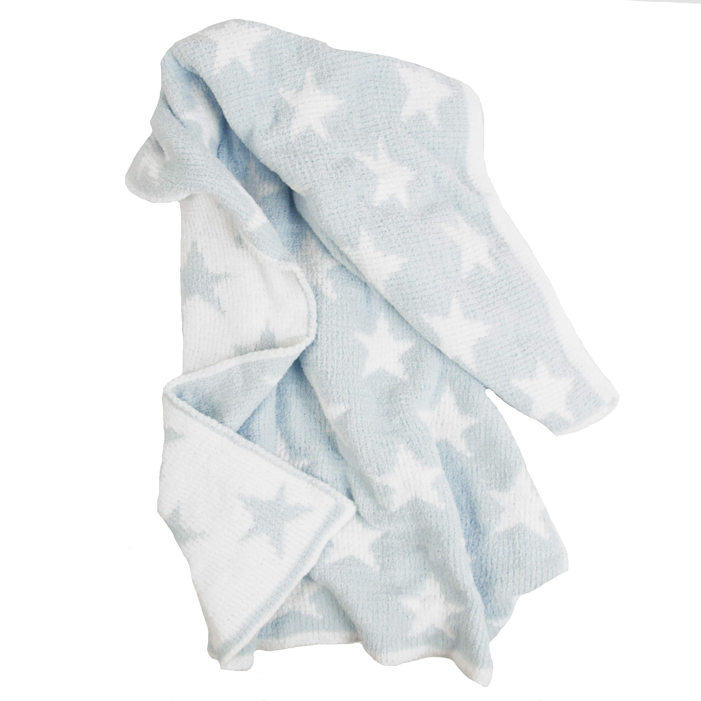Tadpoles Ultra Soft Reversible Chenille Baby Blanket - Stars Blue | 30" x 40" | Made of 100% Microfiber Polyester | Soft, Gentle & Hypoallergenic | Ideal as a Swaddle, Receiving Blanket & More