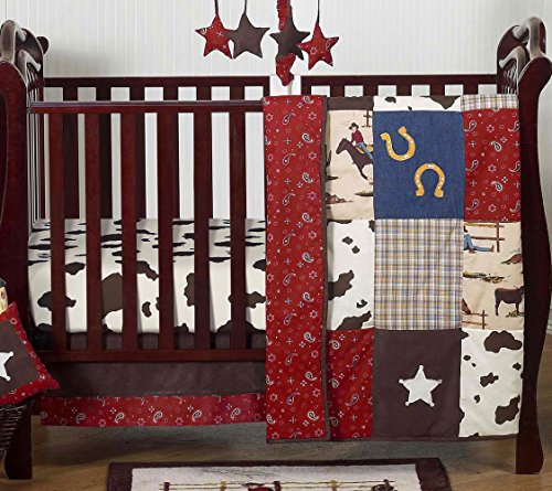 Sweet Jojo Designs Tan and Red Cowboy Foldable Fabric Storage Cube Bins Boxes Organizer Toys Kids Baby Childrens for Wild West Collection Set of 2