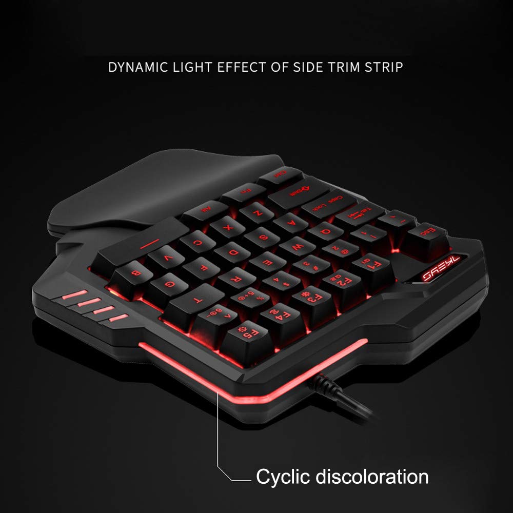 HiGOGO G30 Wired 35 Keys One-Handed Gaming Keypad, Rainbow LED Backlight with Large Wrist Pad (Black)