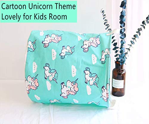 Unibedding 2 Pack Canvas Storage Baskets Large Unicorn Storage Hampers for Girls Kids Room Baby Nursery Collapsible Convenient Home Organizer Containers, Pink Teal Blue