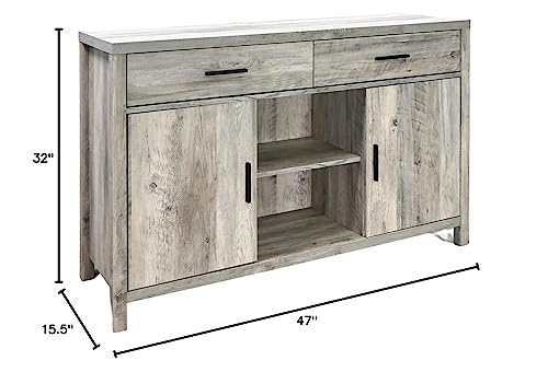 ICE ARMOR 99-78108FV-GreyPine 47" W Sideboard Storage Modern Dining Server Cupboard Buffet Table with Two Cabinets and Drawers in Grey Pine Finish