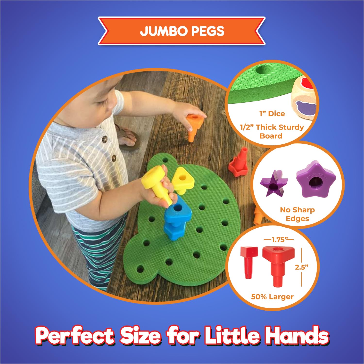 KIDS KORNER New & Improved Jumbo Shapes Pegboard Toddler Game Set - Educational Stacking Sensory Toys, Peg Math Manipulatives with Learning Activities eBook