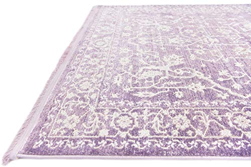 Unique Loom Traditional Classic Intricate Design Distressed Vintage Detail, Area Rug, 4 ft x 6 ft, Purple/Ivory
